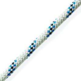Marlowbraid Drisse Polyester 8mm Blanc Liseré Bleu - Sacavoile.com